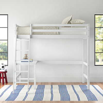 Harriet Bee Daylin High Loft Bed with Desk and Storage Solid Wood Loft Bed Frame with Stairs for Kids and Toddlers Reviews Wayfair